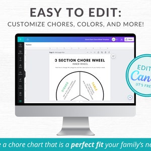 Rotating Chore Wheel Digital Template - Family Chore Chart - Etsy