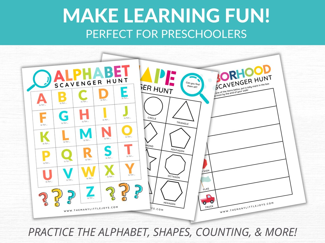 Preschool Scavenger Hunt Printable Pack: 10 Educational Hunts (PDF ...