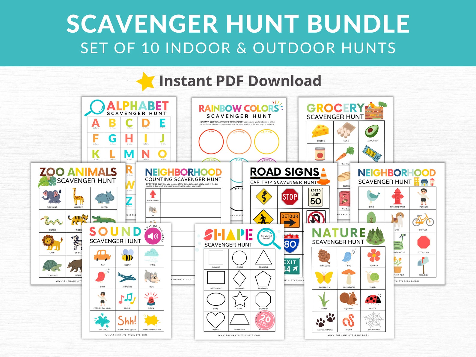 Preschool Scavenger Hunt Printable Pack: 10 Educational Hunts (PDF ...