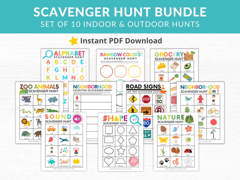Preschool Scavenger Hunt Printable Pack: 10 Educational Hunts (PDF ...