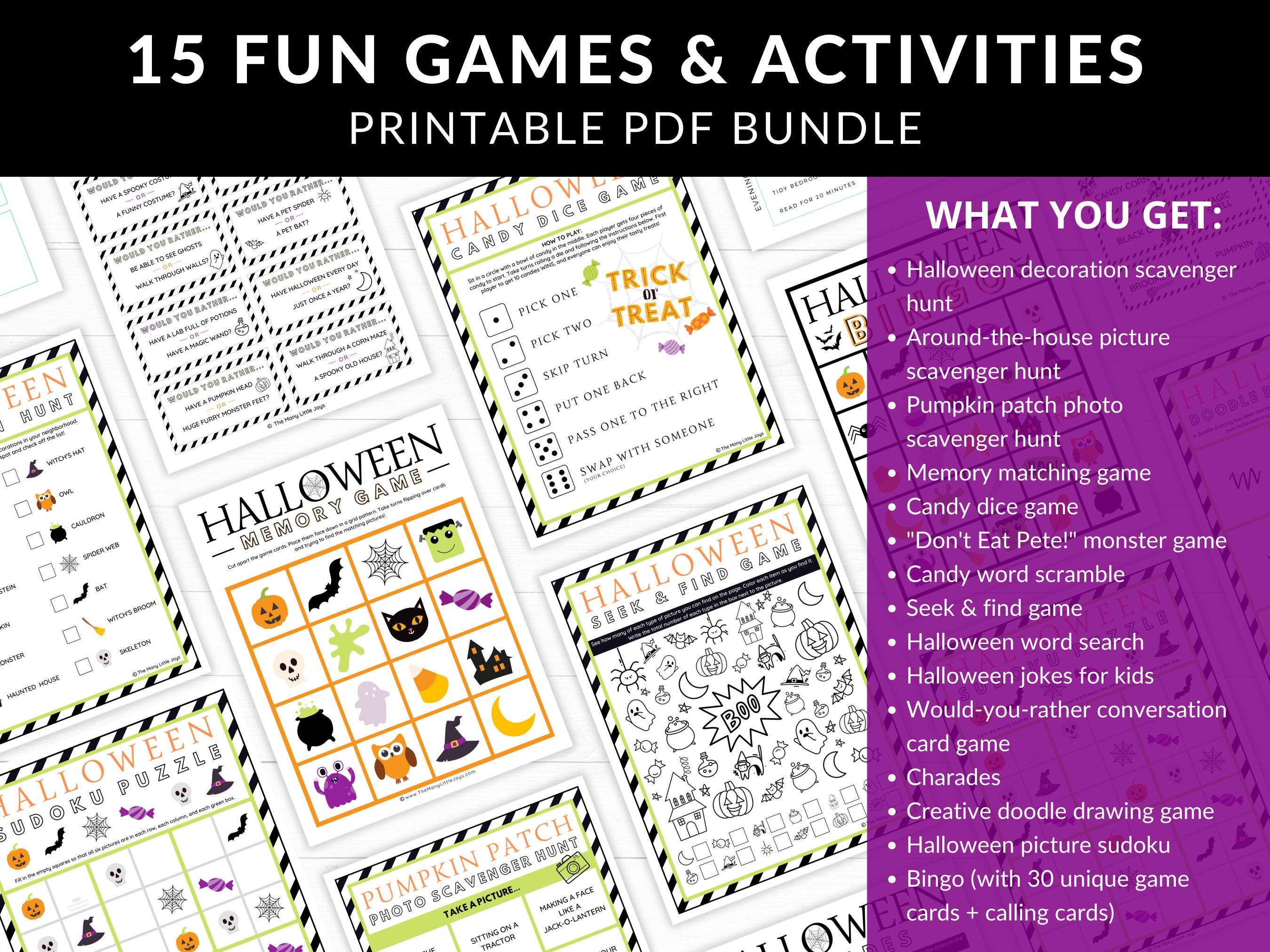 Halloween Activity Bundle for Kids – Printable Games (PDF Download) - Etsy
