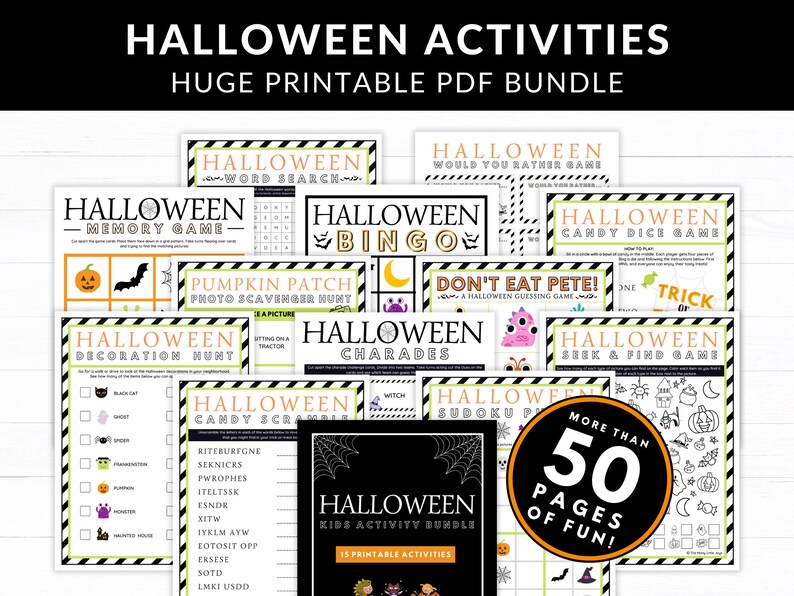 Halloween Activity Bundle for Kids – Printable Games (PDF Download) - Etsy