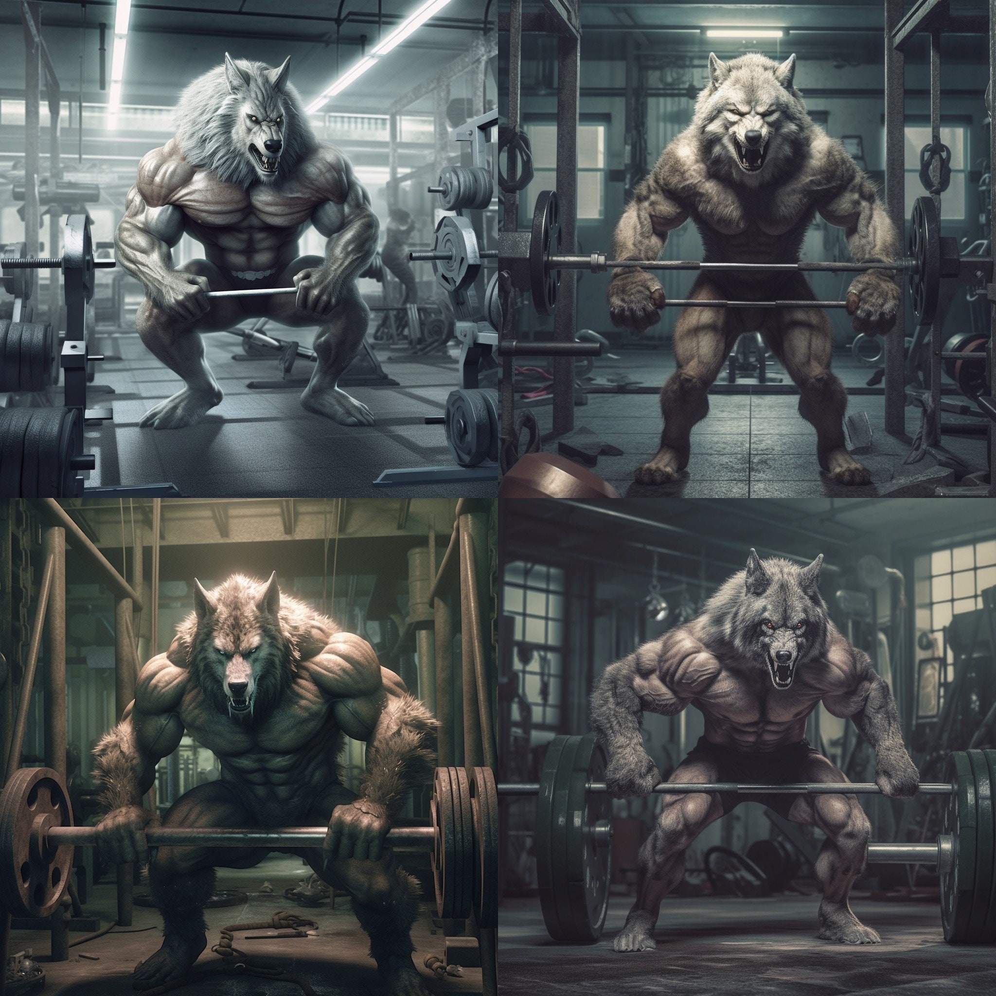 Wolf Bodybuilder 4 Panel - Etsy