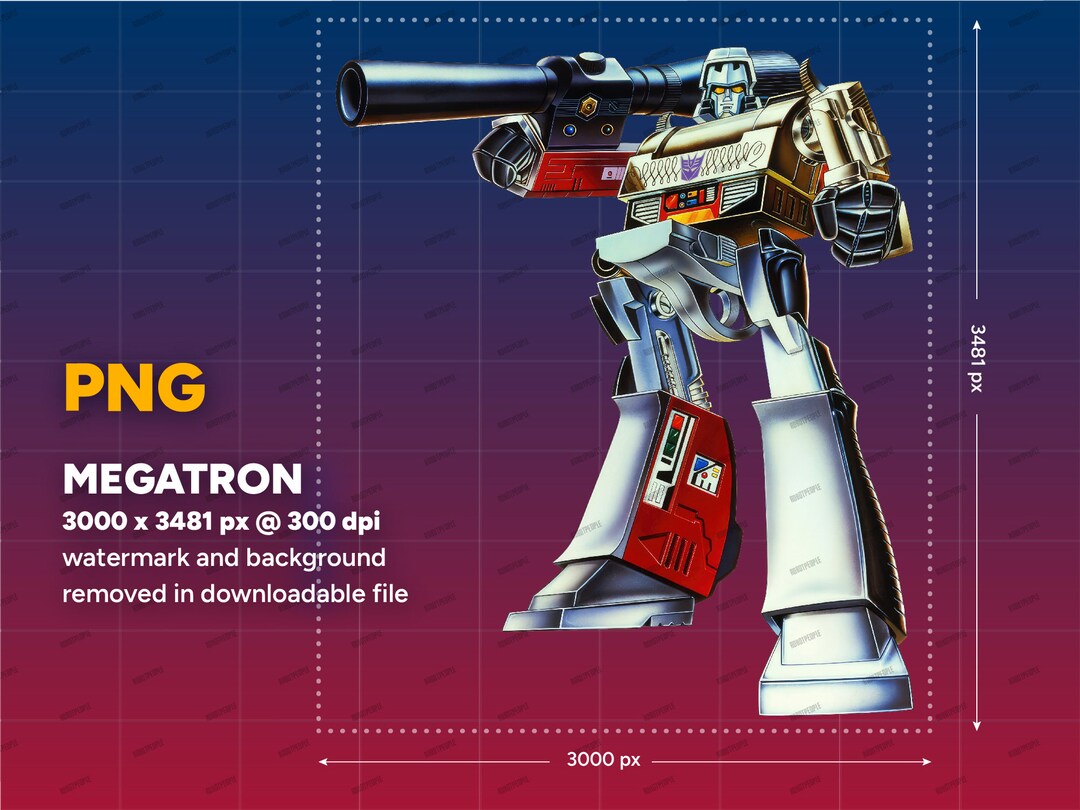 Megatron PNG G1 Transformers Box Art 300dpi Robot PNG, Instant Download ...