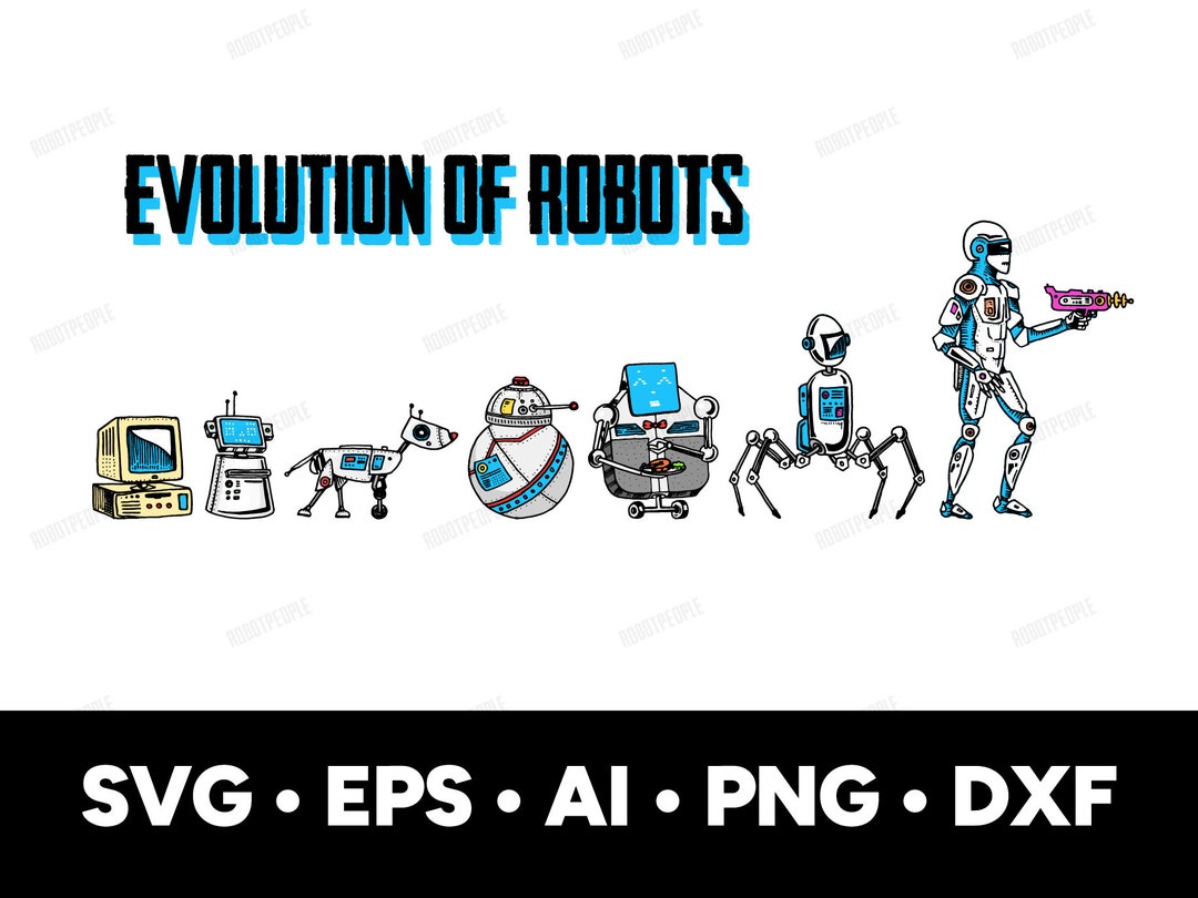 Evolución de Robots / Robots SVG / Vector Robots, Robot Clipart, Robots PNG, dxf eps ai, cricut ...