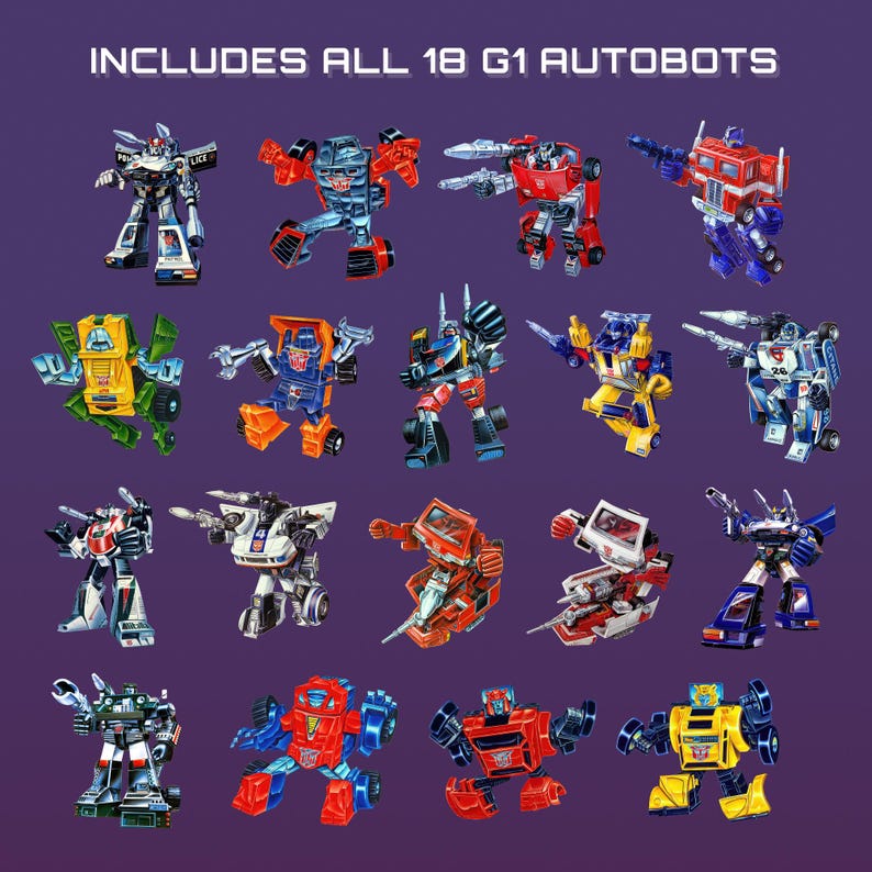 G1 Transformers PNG Bundle | 18 Autobots Pngs | Optimus Prime ...