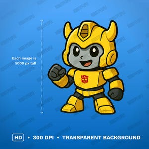 Chibi Transformers PNG Bundle: Optimus, Bumblebee, Megatron (digital ...