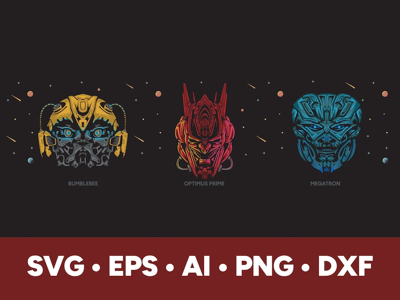 Transformers SVG Bundle: Optimus Prime, Bumblebee, Megatron (digital ...