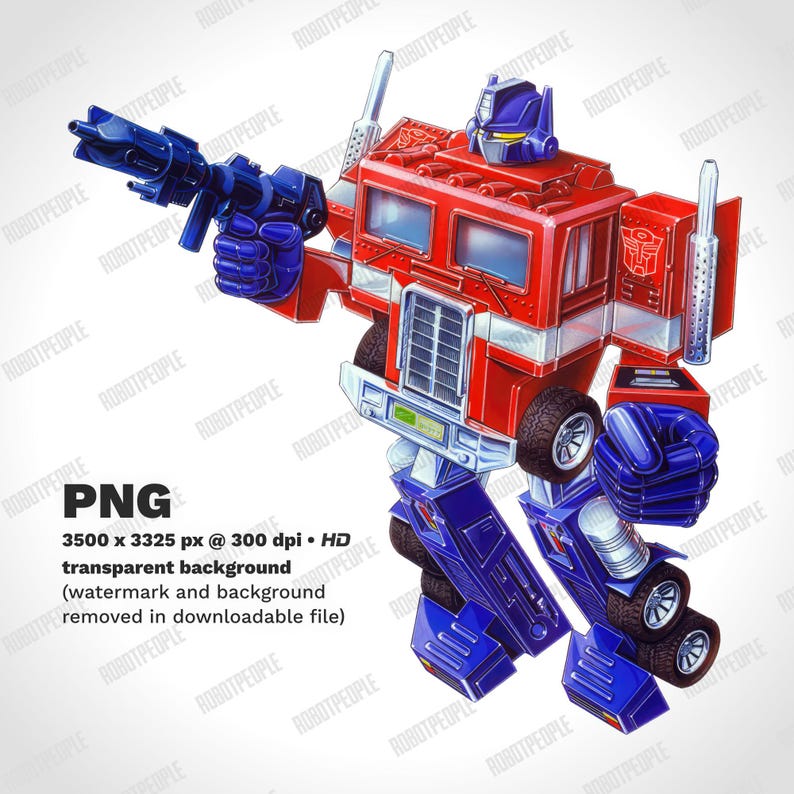 Transformer G1 Optimus Prime PNG | Instant Download, 300dpi ...