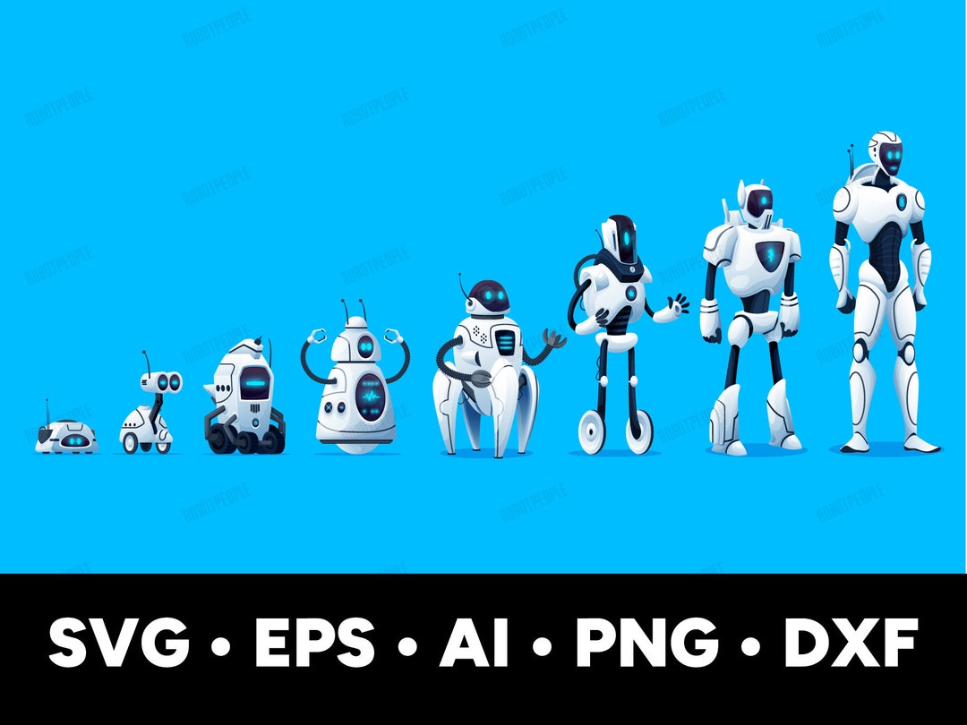 Evolution of Robots Robots SVG Vector Robots, Robot Clipart, Robots PNG, Dxf Eps Ai, Cricut ...