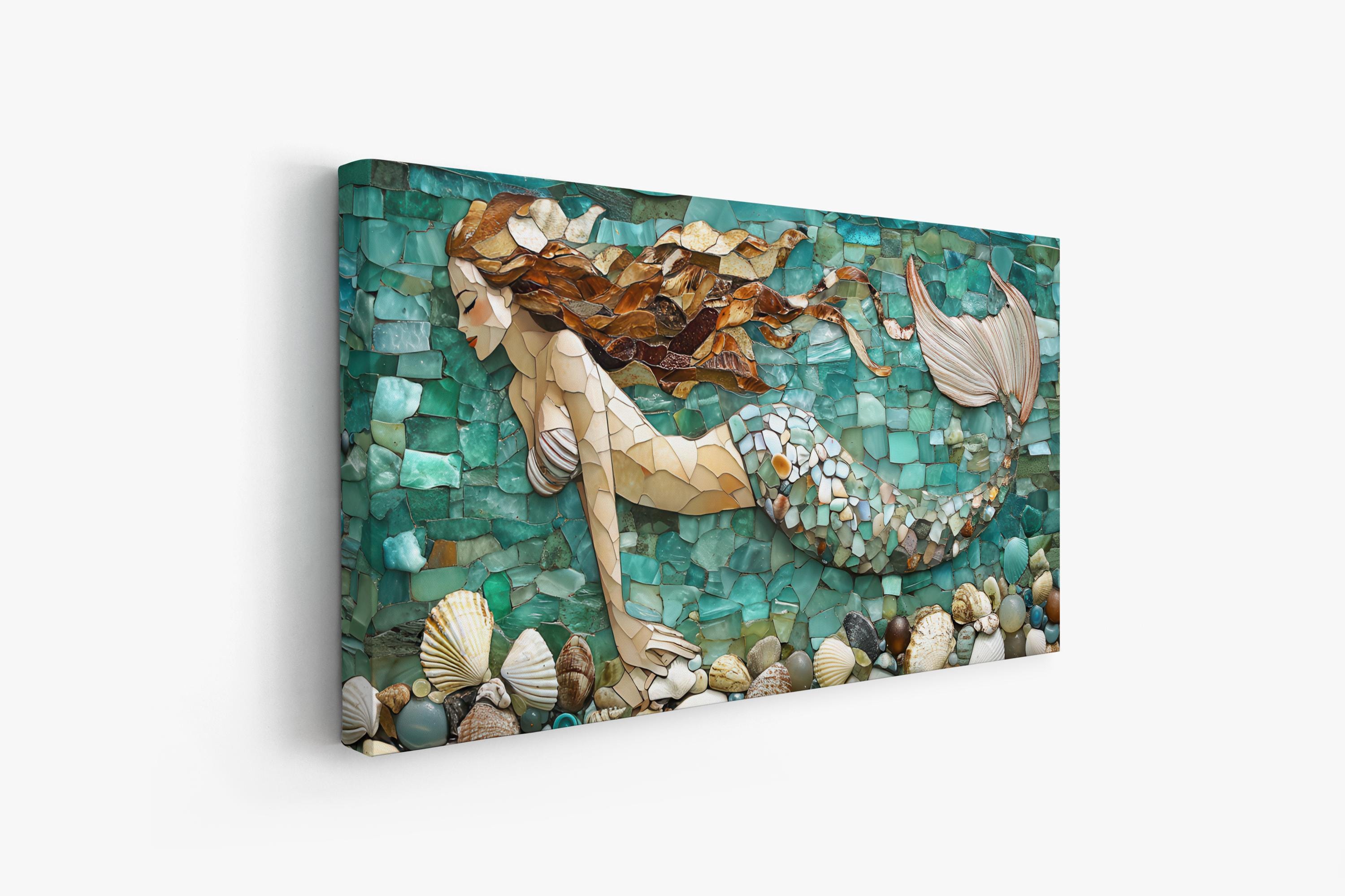 Mermaid Painting, Colorful Mermaid Art Large Canvas, Majestic Creature ...