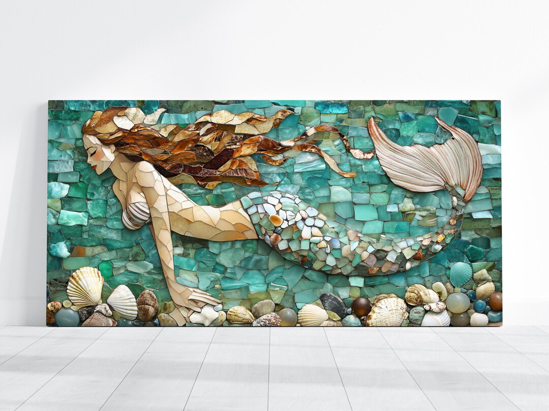 Mermaid Painting, Colorful Mermaid Art Large Canvas, Majestic Creature ...