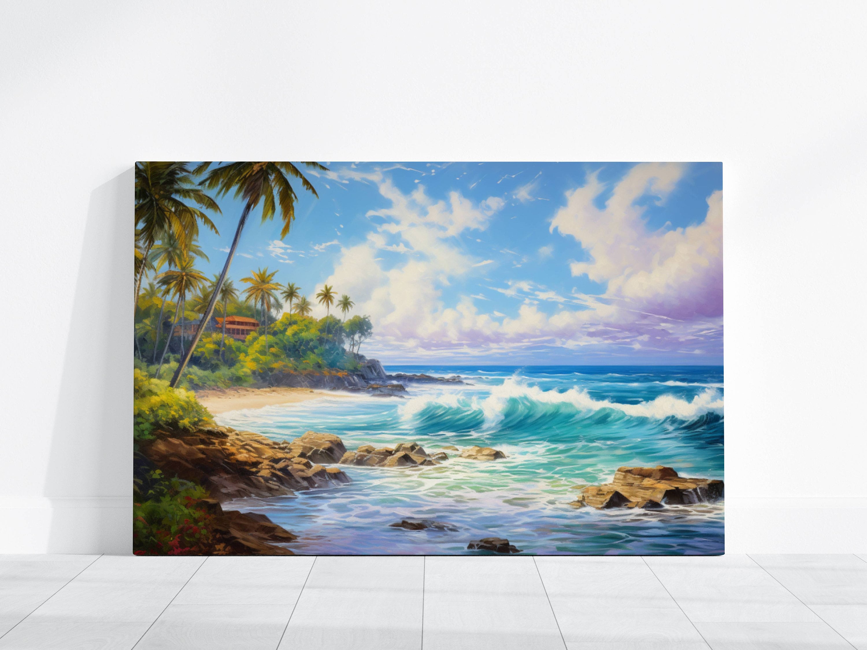 Hawaii Beach Ocean Painting, Hawaii Watercolor Painting Kauai Maui ...
