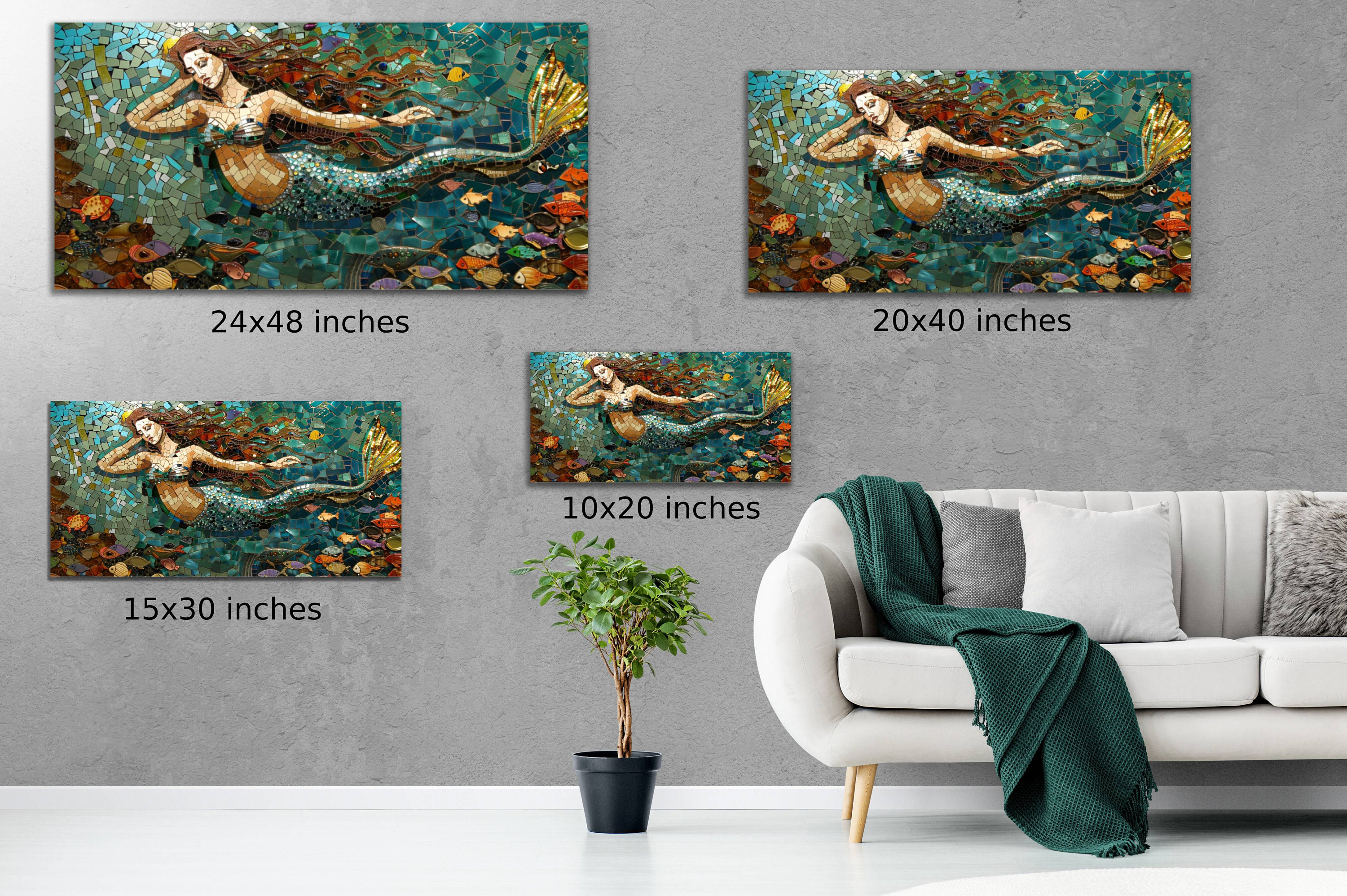 Mermaid Decor, Colorful Mermaid Art Large Canvas, Majestic Creature ...