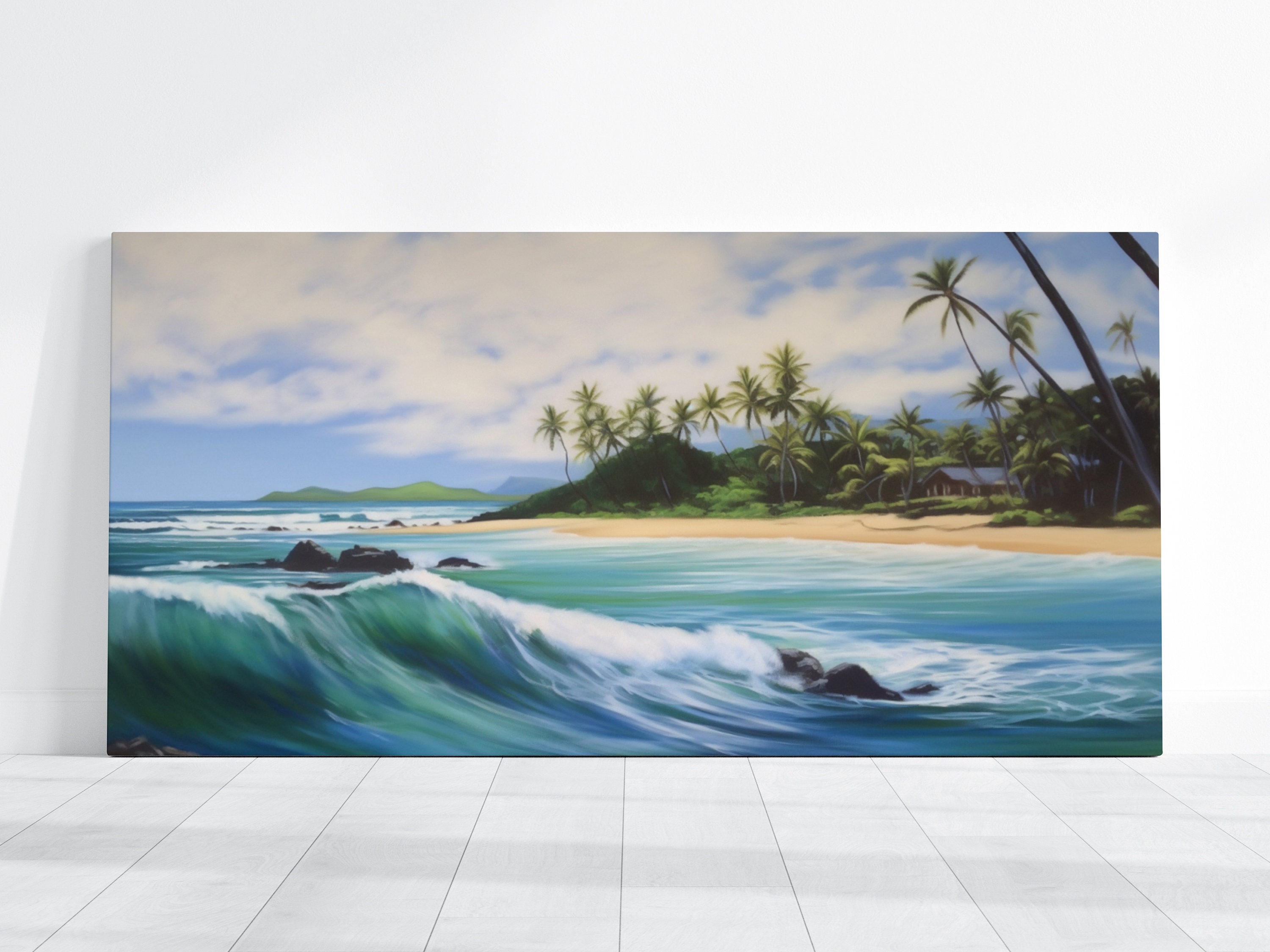 Hawaii Beach Painting, Hawaiian Art Landscape Ocean Waves, Modern Art ...