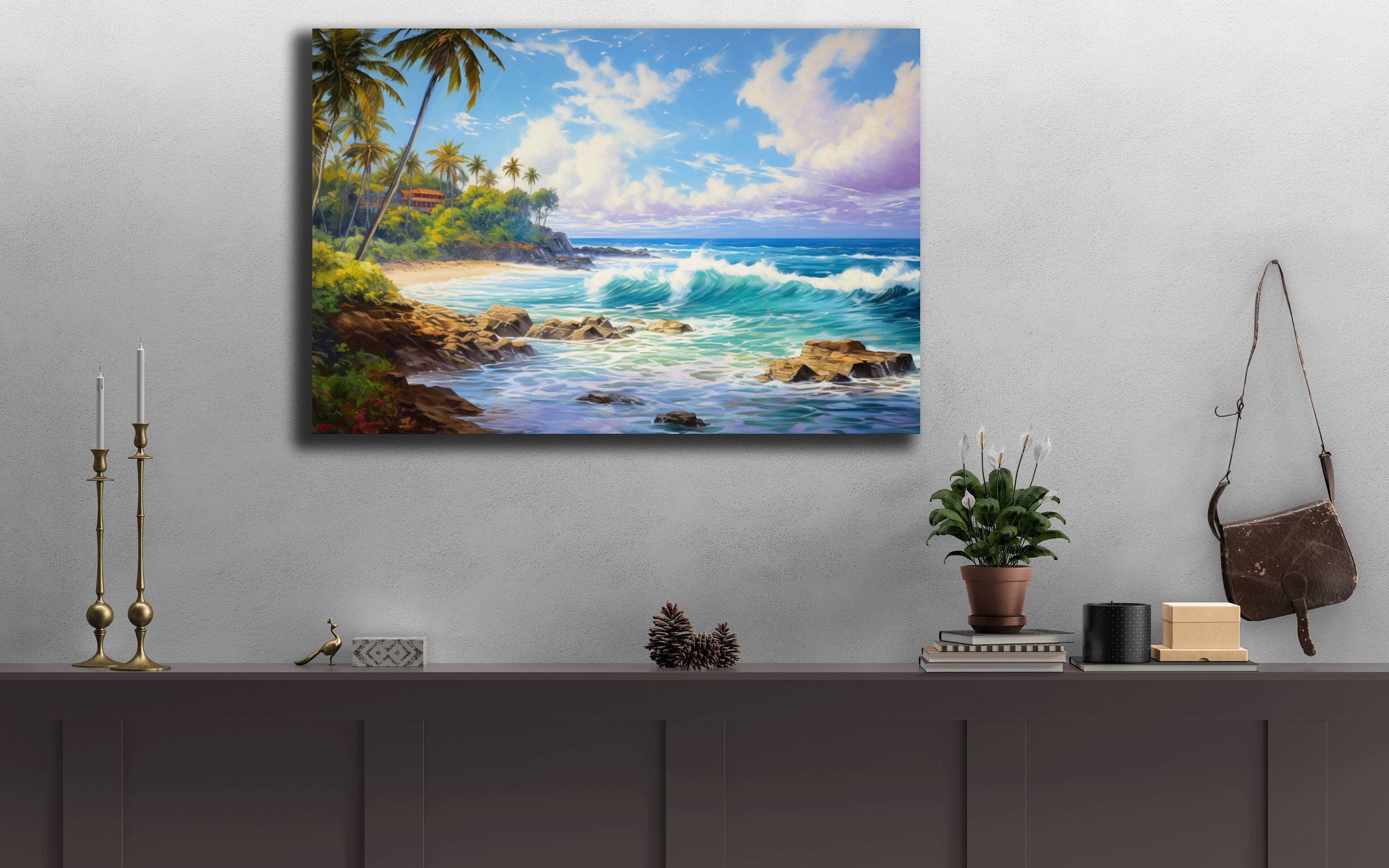 Hawaii Beach Ocean Painting, Hawaii Watercolor Painting Kauai Maui ...