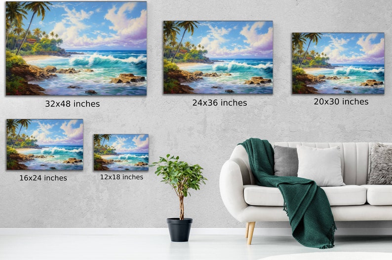Hawaii Beach Ocean Painting, Hawaii Watercolor Painting Kauai Maui ...