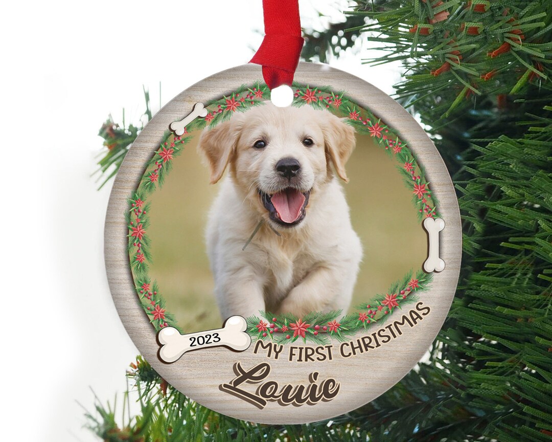 Custom Puppies First Christmas Ornament - Dog Picture Ornament - Dog's ...