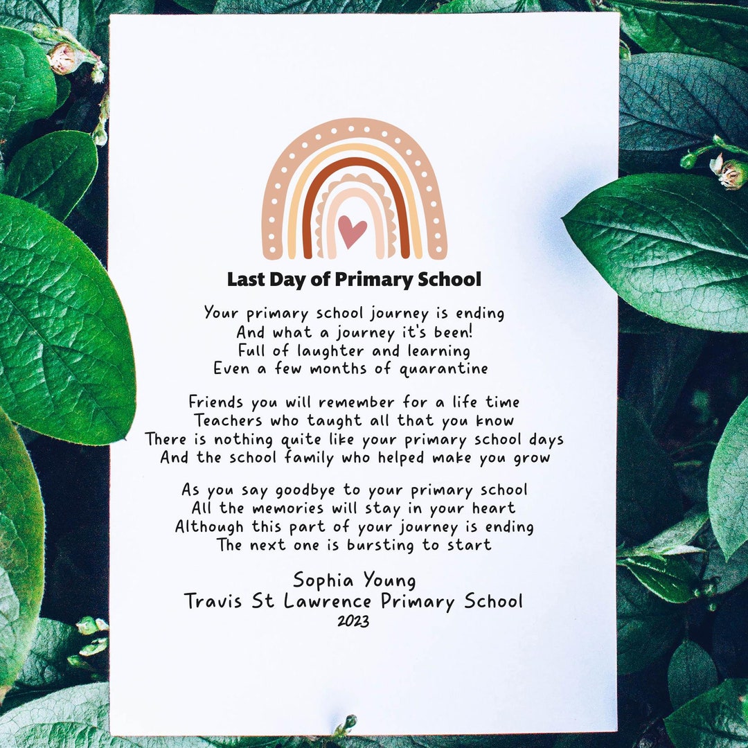 Personalized Last Day of Primary School Card, Last Day of Year 6 Card ...