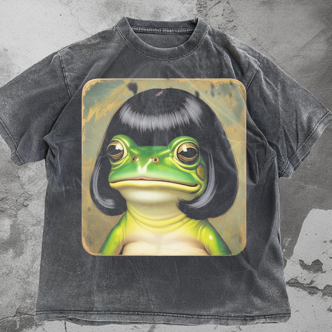 Frog With Bob Haircut Meme Hoodie, Funny Frog Art Shirt, Quirky Animal ...