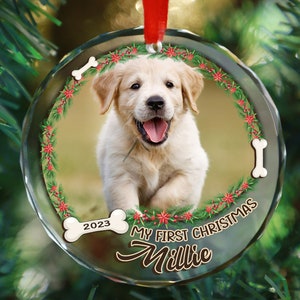 Custom Puppies First Christmas Ornament - Dog Picture Ornament - Dog's ...
