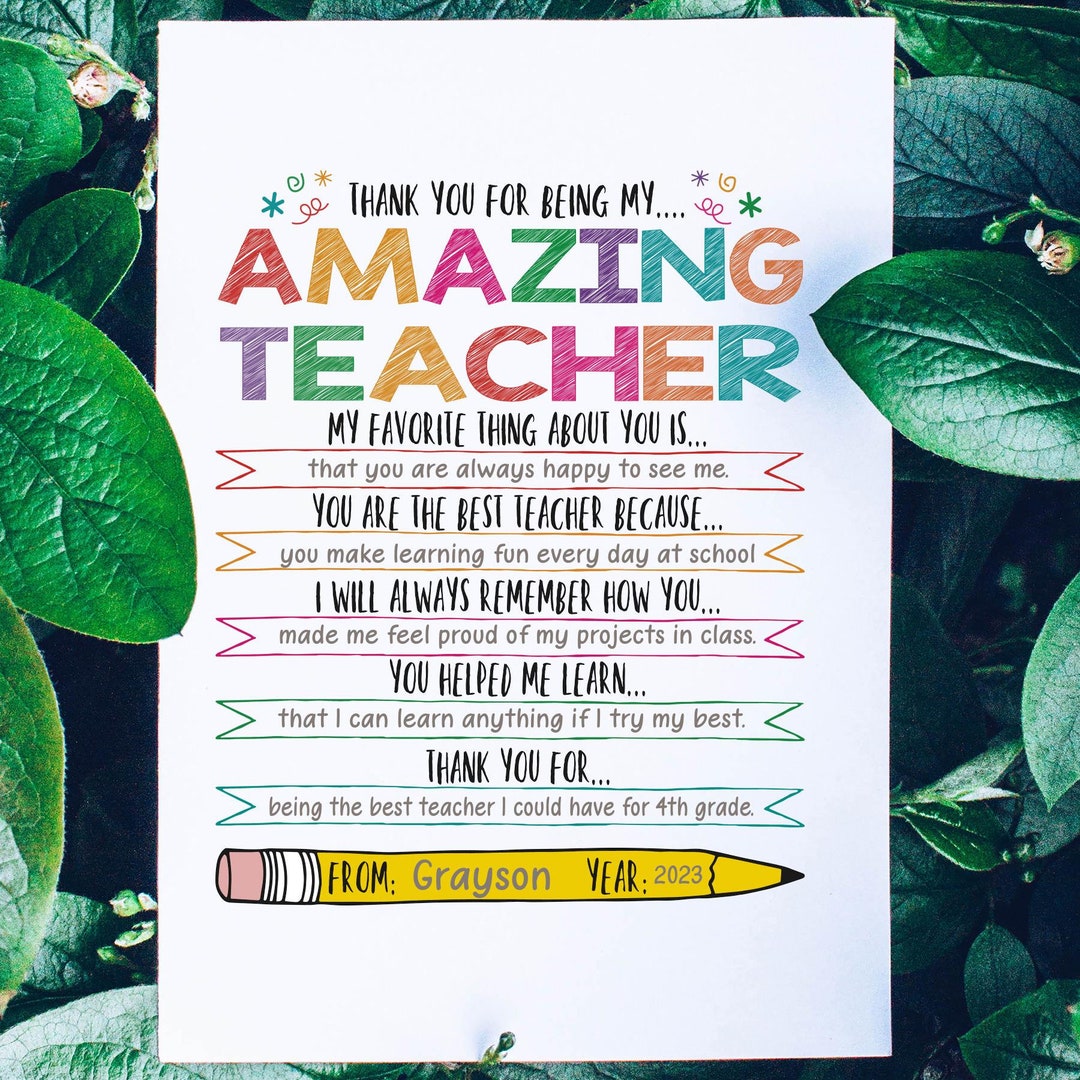 Teacher Appreciation Personalized Teacher Gift Thank You Teacher Gifts ...