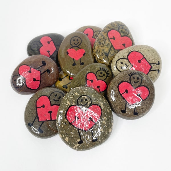 Painted Heart Rock - Etsy