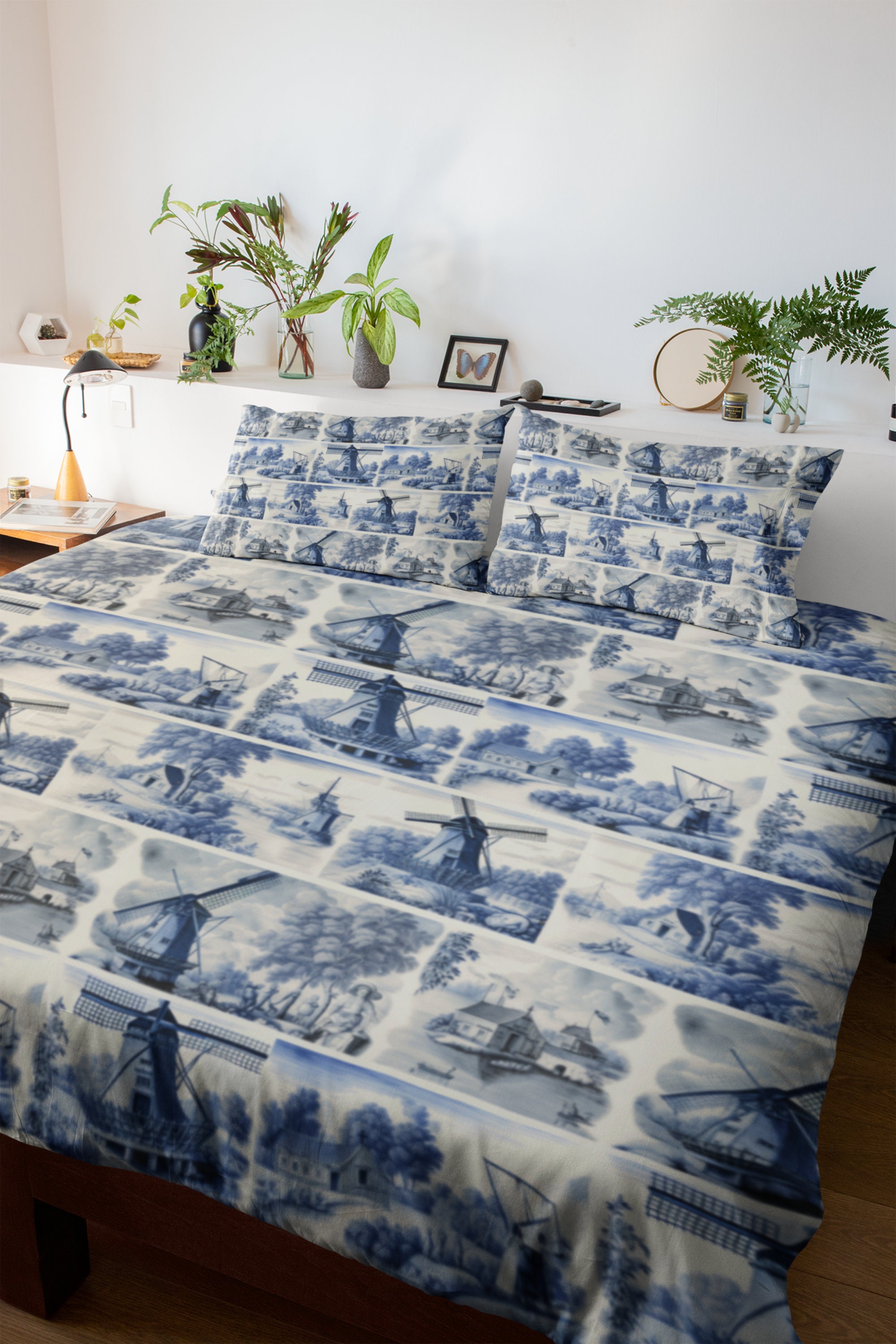 10 Dutch Delft Blue Patterns, Seamless Patterns, Vintage Windmills ...