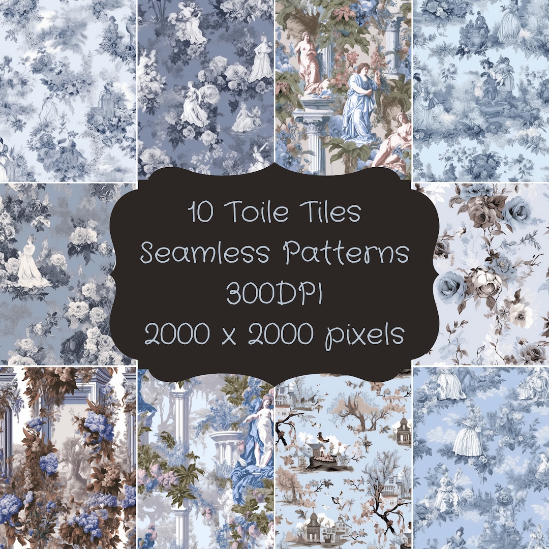 10 Toile Patterns, Seamless Patterns, Vintage, Wallpaper, Toile De Jouy ...