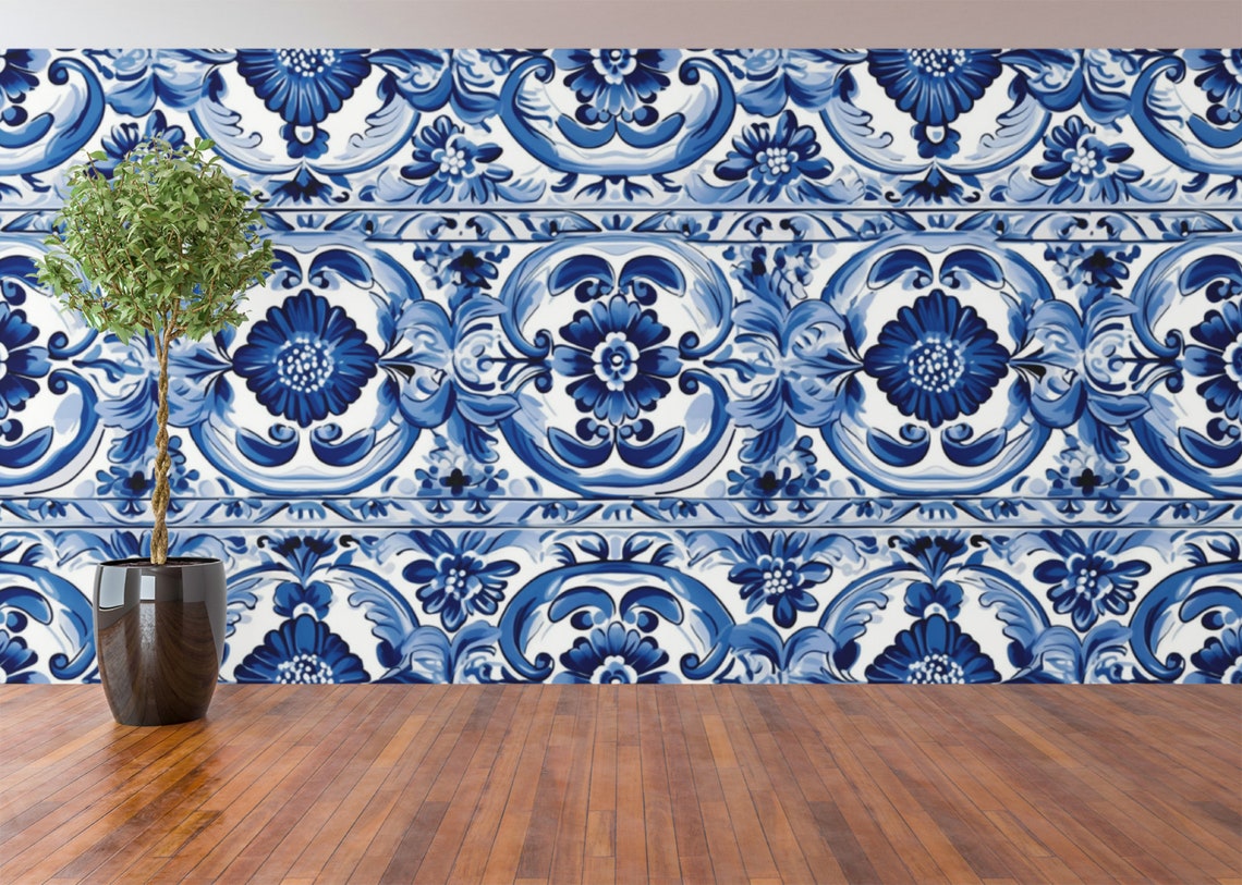 10 Dutch Delft Blue Patterns, Seamless Patterns, Vintage Windmills ...