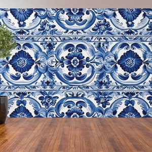 10 Dutch Delft Blue Patterns, Seamless Patterns, Vintage Windmills ...