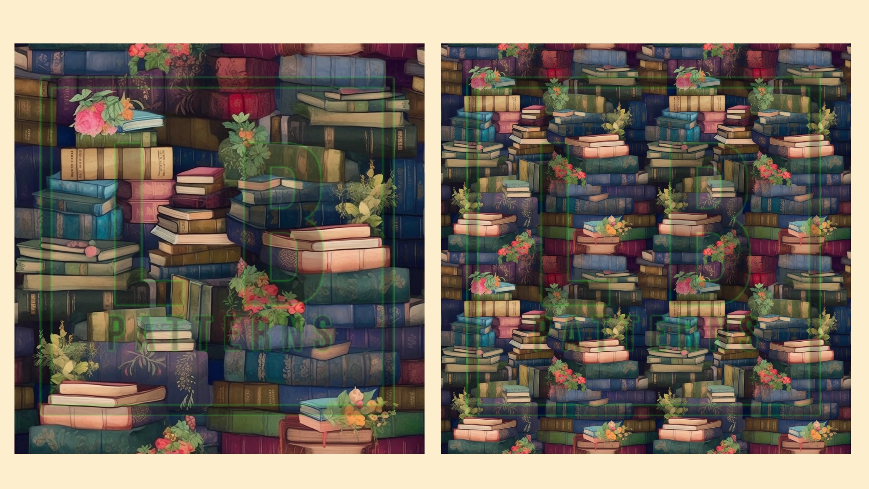 10 Watercolor Vintage Books, Seamless Patterns, Digital Paper, Bundle ...