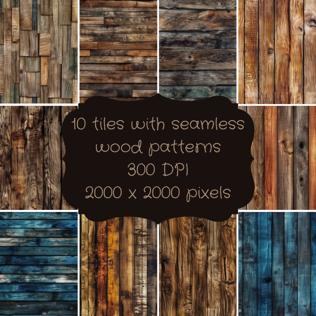 10 Wood Seamless Pattern, Digital Paper, Wood Art Deco Patterns ...