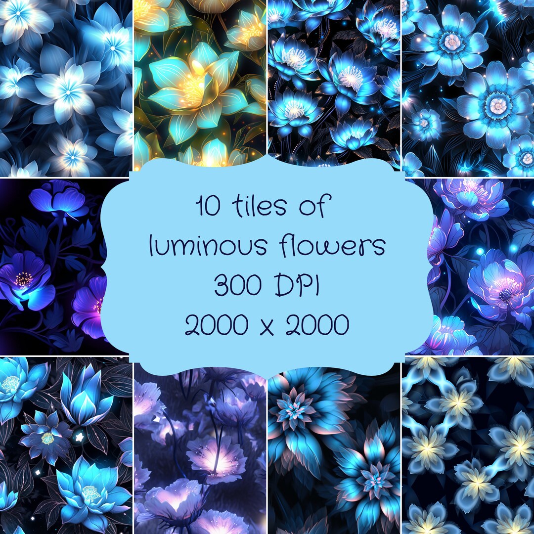 10 Patterns of Luminous Flowers, Seamless Patterns, Flowers, Luminous ...