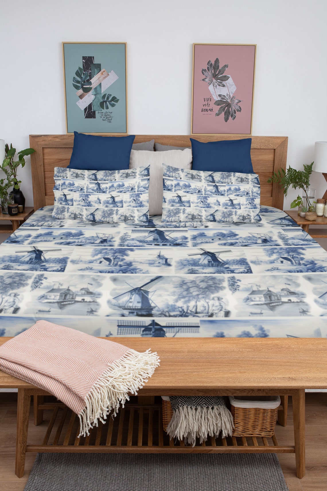 10 Dutch Delft Blue Patterns, Seamless Patterns, Vintage Windmills ...