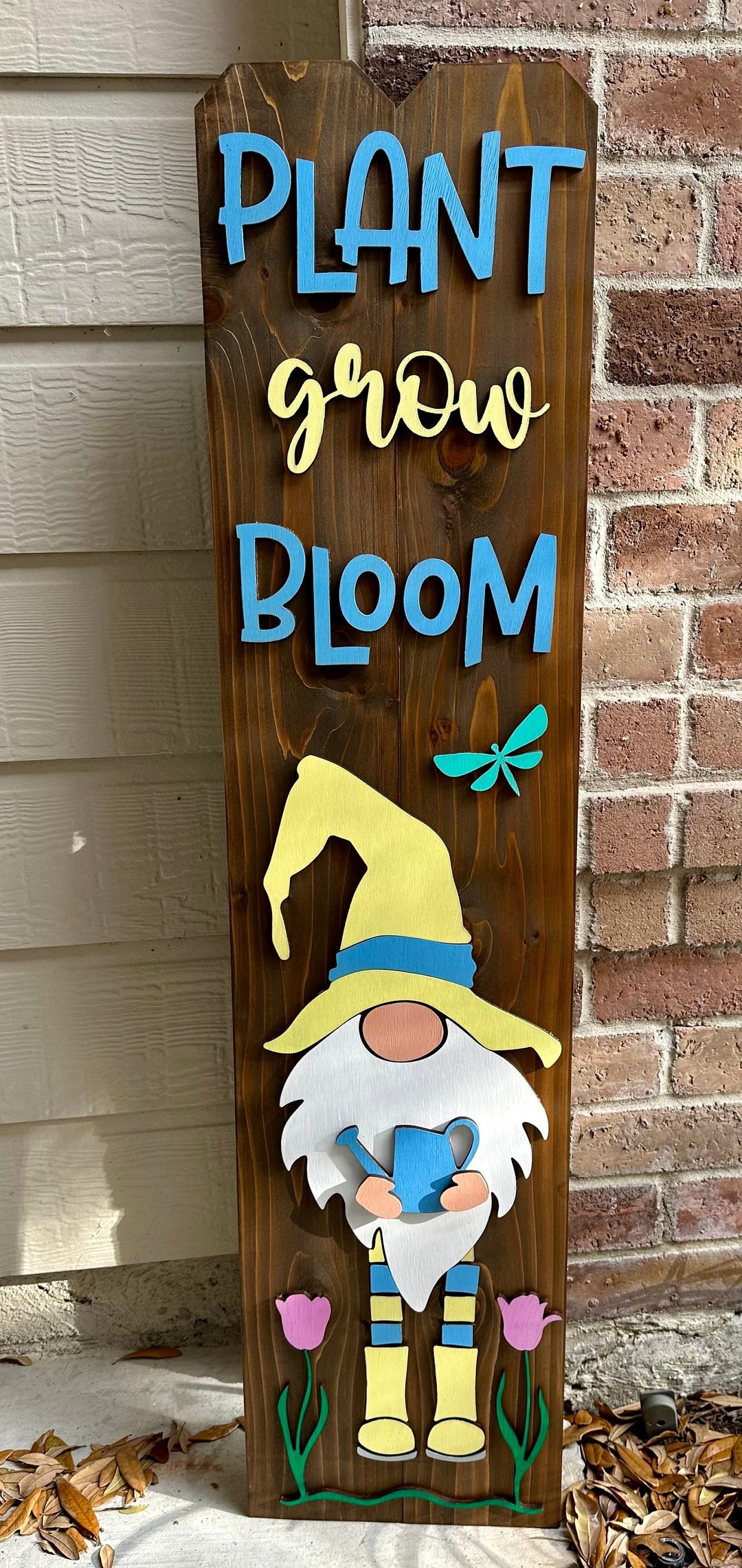 Spring Garden Gnome Wooden Porch Entry Welcome Sign: Plant Grow Bloom ...