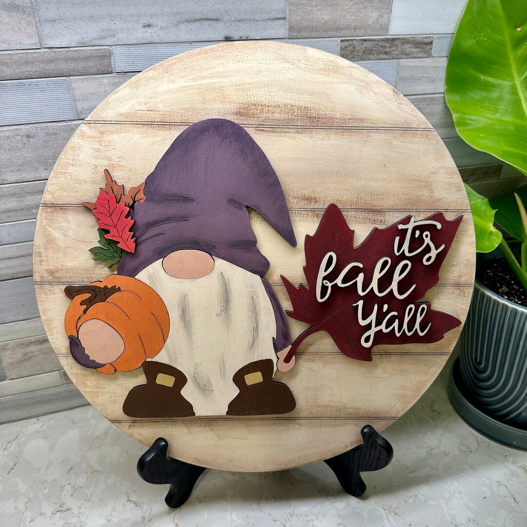Handmade & Hand Painted Round 3D Gnome Sign With Multiple Layer ...