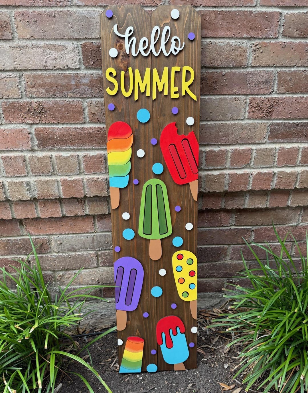 Hello Summer Popsicle Porch Leaner: 45" Cedar Wood Sign - Etsy