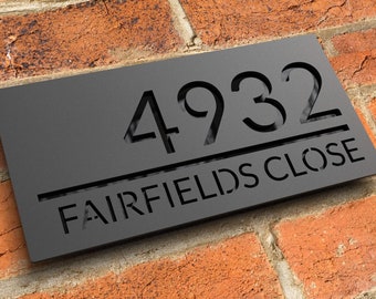 Modern Floating House Number Sign Custom Matt Grey Acrylic - Etsy