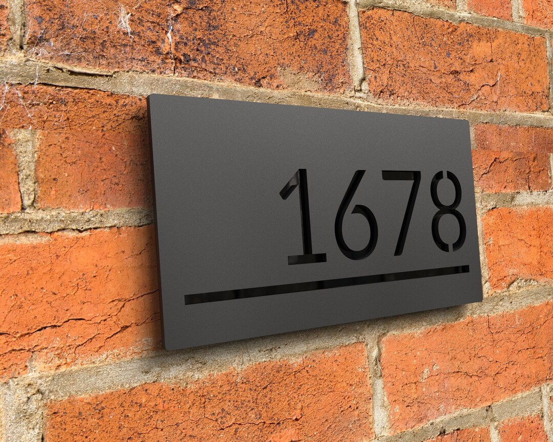 Modern Floating House Number Sign, Custom Matt Anthracite Black Acrylic ...