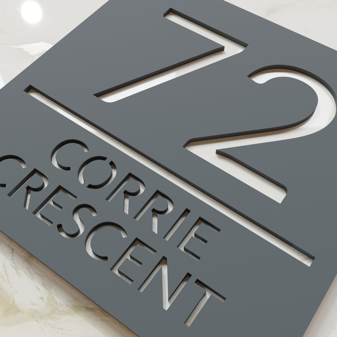 Modern Anthracite Grey House Numbers, Custom Matt Grey Acrylic House ...