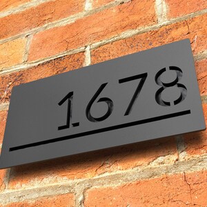 Modern Floating House Number Sign, Custom Matt Anthracite Black Acrylic ...