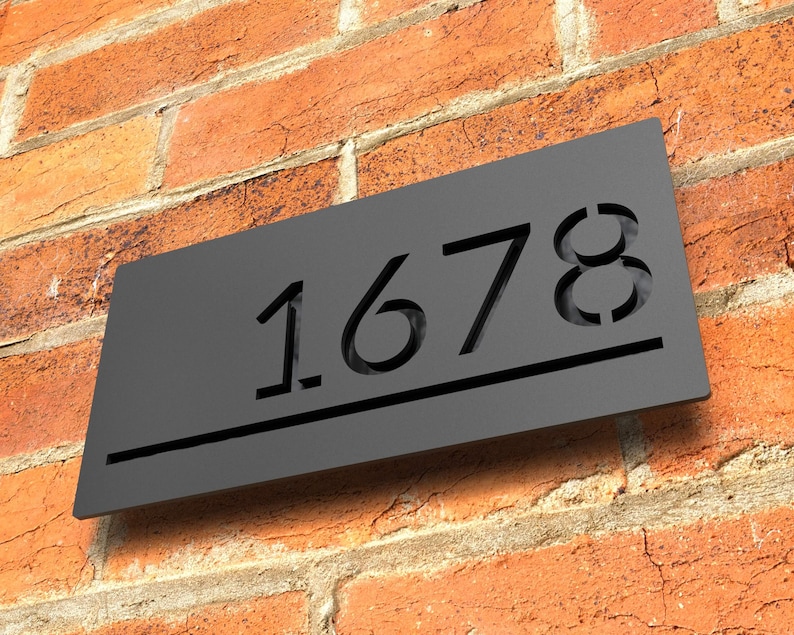 Modern Floating House Number Sign, Custom Matt Anthracite Black Acrylic ...