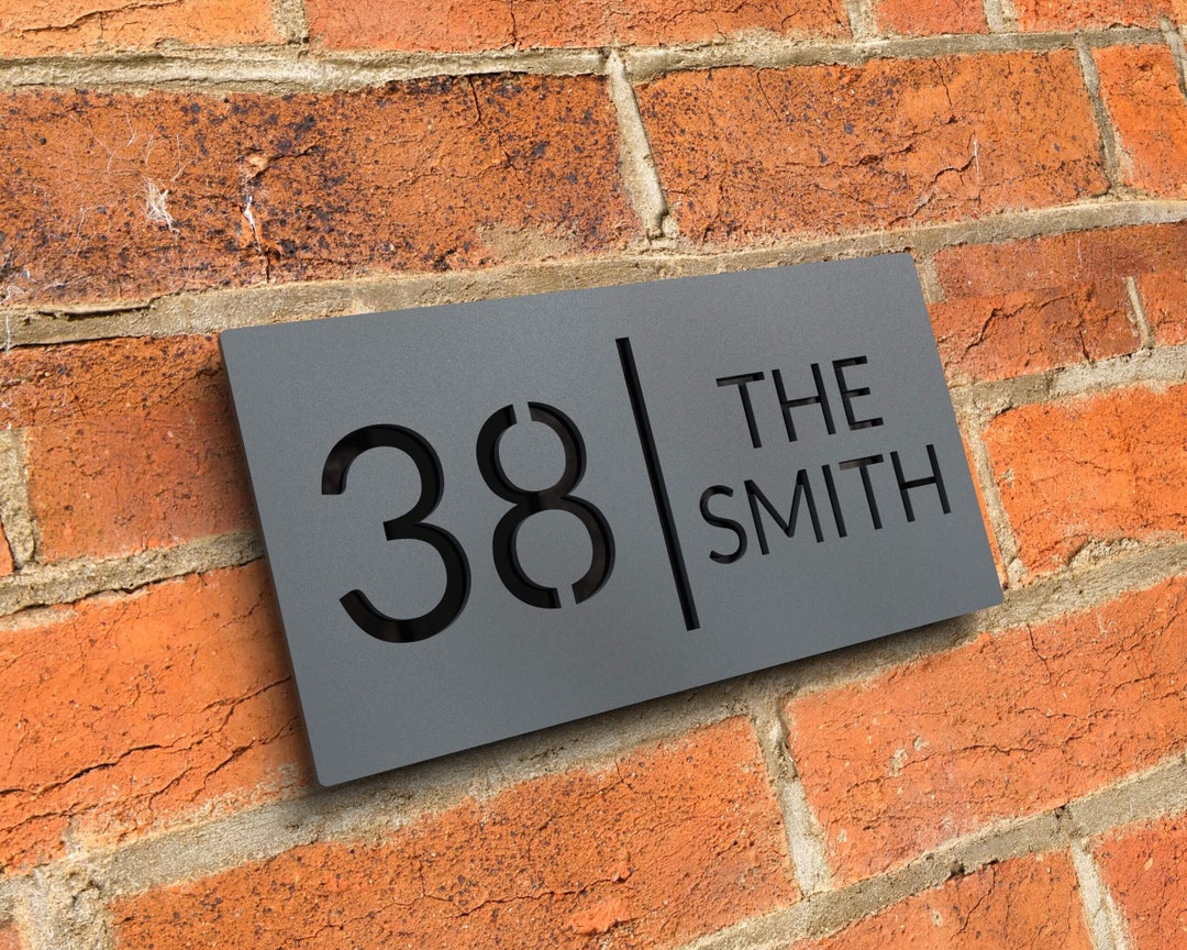 Modern Floating House Number Sign, Custom Matt Anthracite Grey Acrylic ...