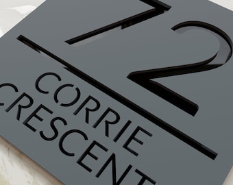 Modern Anthracite Grey House Numbers, Custom Matt Grey Acrylic House ...