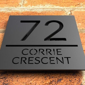 Modern Black House Number Sign, Custom Matt Black Acrylic House Numbers ...