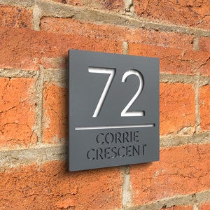 Modern Floating Door Numbers, Custom House Numbers, Matt Grey and Gloss ...