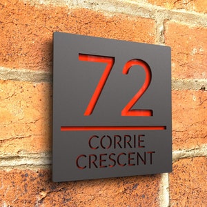 Modern Black House Number Sign, Custom Matt Black Acrylic House Numbers ...