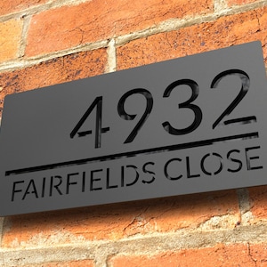 Modern House Numbers Sign, Custom Matt Black House Numbers, Bespoke ...