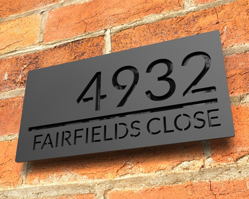 Modern House Numbers Sign, Custom Matt Black House Numbers, Bespoke ...